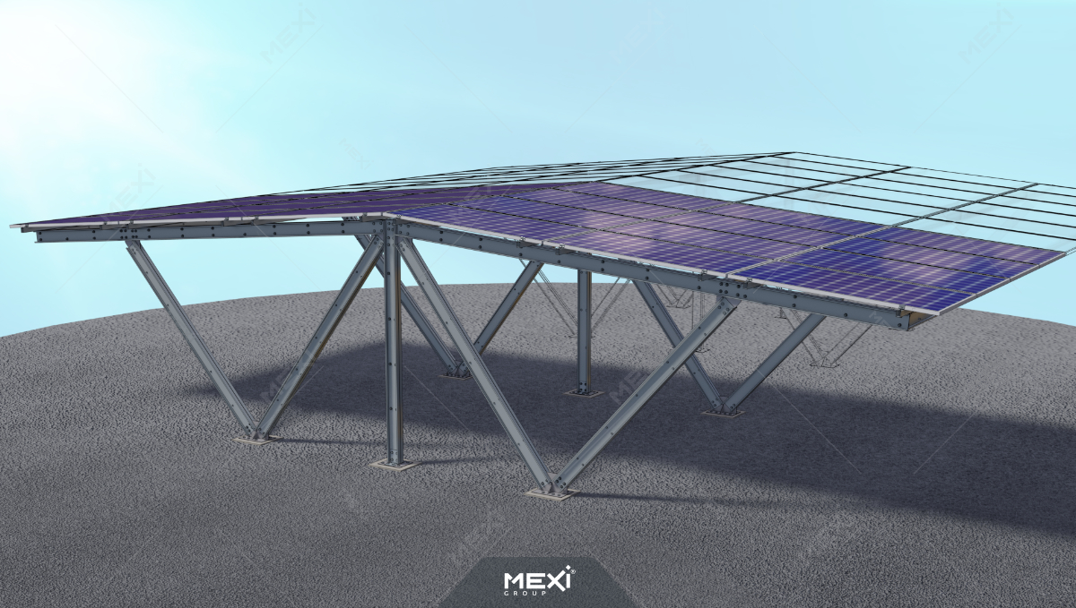 Carport cu panouri într-o singură apă • CP-1A-V1 – Structura Usoara MEXI®